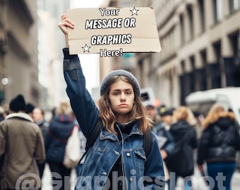 Activist Protest Sign Digital Mockup - Customizable Demonstration ...