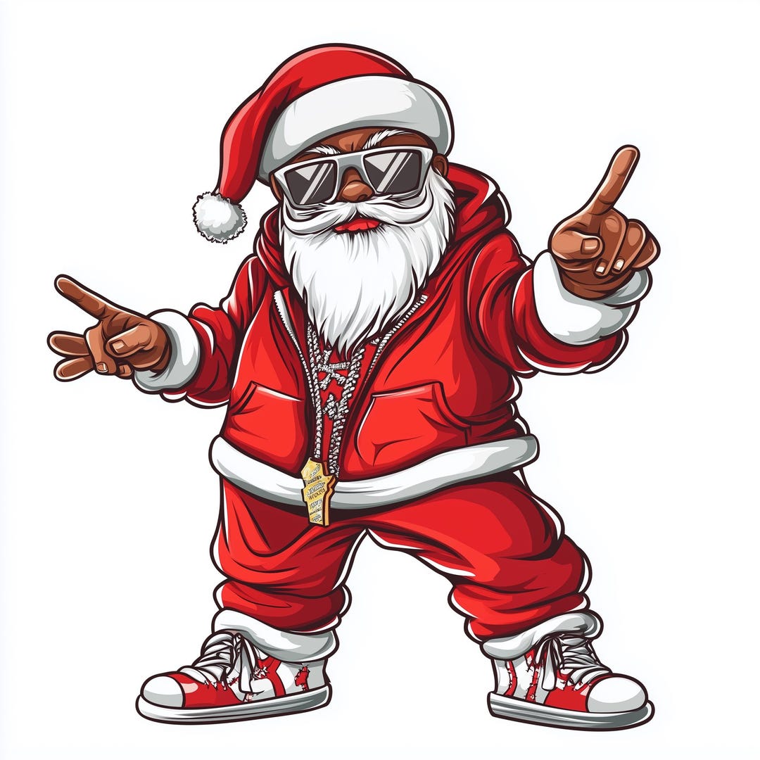Hip Hop Santa PNG Clipart – Cool Cartoon Christmas Graphics (digital ...