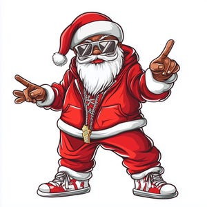 5 Cool Cartoon Hip Hop Santa Claus' Christmas PNG Pack – Fun Digital ...