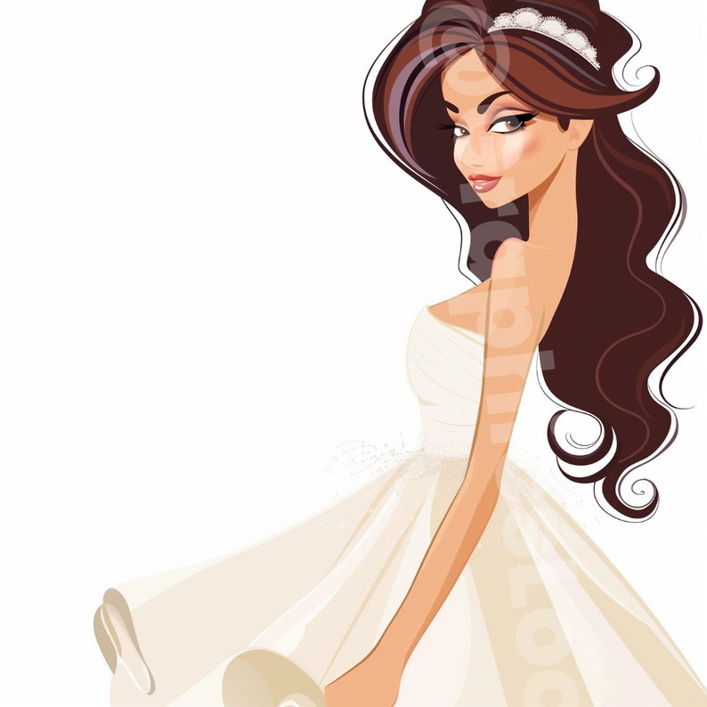Beautiful Bride Clipart Bundle - 10 Unique PNG Illustrations for ...