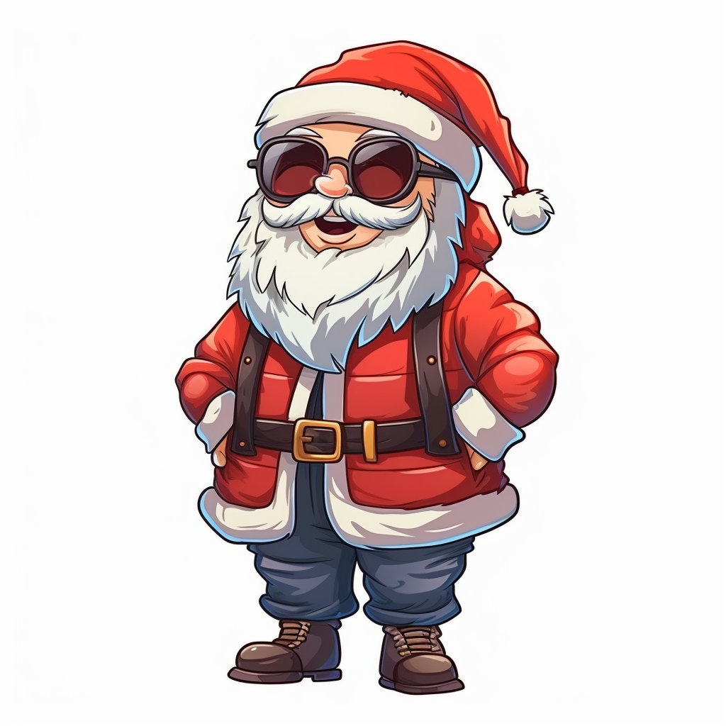 6 Cool Cartoon Santa Claus' Christmas PNG Pack – Fun Digital Art ...
