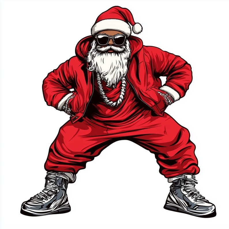 5 Cool Cartoon Hip Hop Santa Claus' Christmas PNG Pack – Fun Digital ...