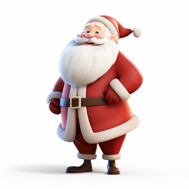 6 Pixar Style Santa Claus' Christmas PNG Pack Fun Digital Art/clipart ...