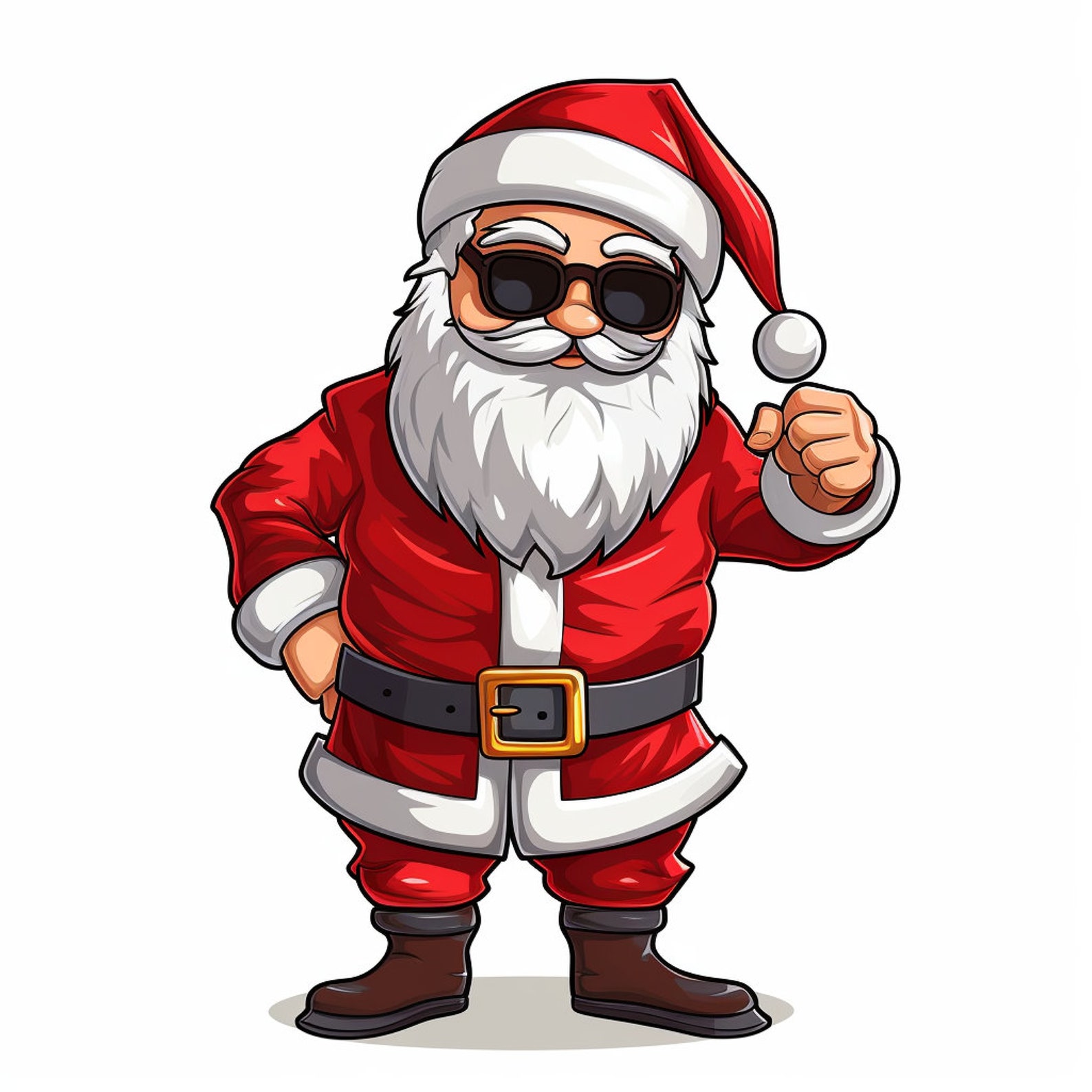 6 Cool Cartoon Santa Claus' Christmas PNG Pack – Fun Digital Art ...