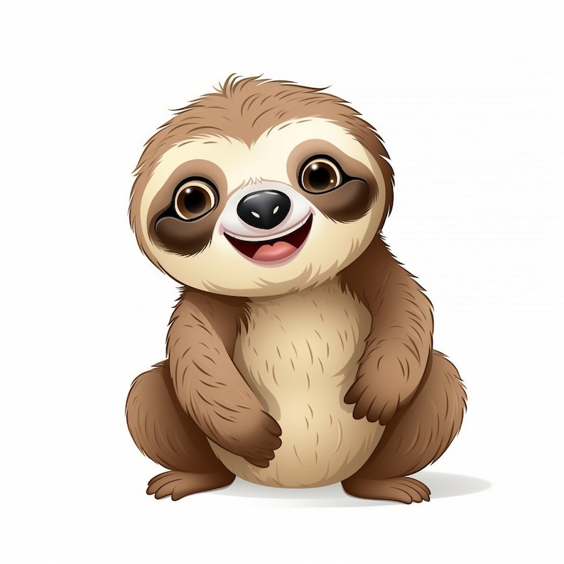 5 Happy Cartoon Sloths PNG Pack – Fun Digital Art/clipart for Personal ...