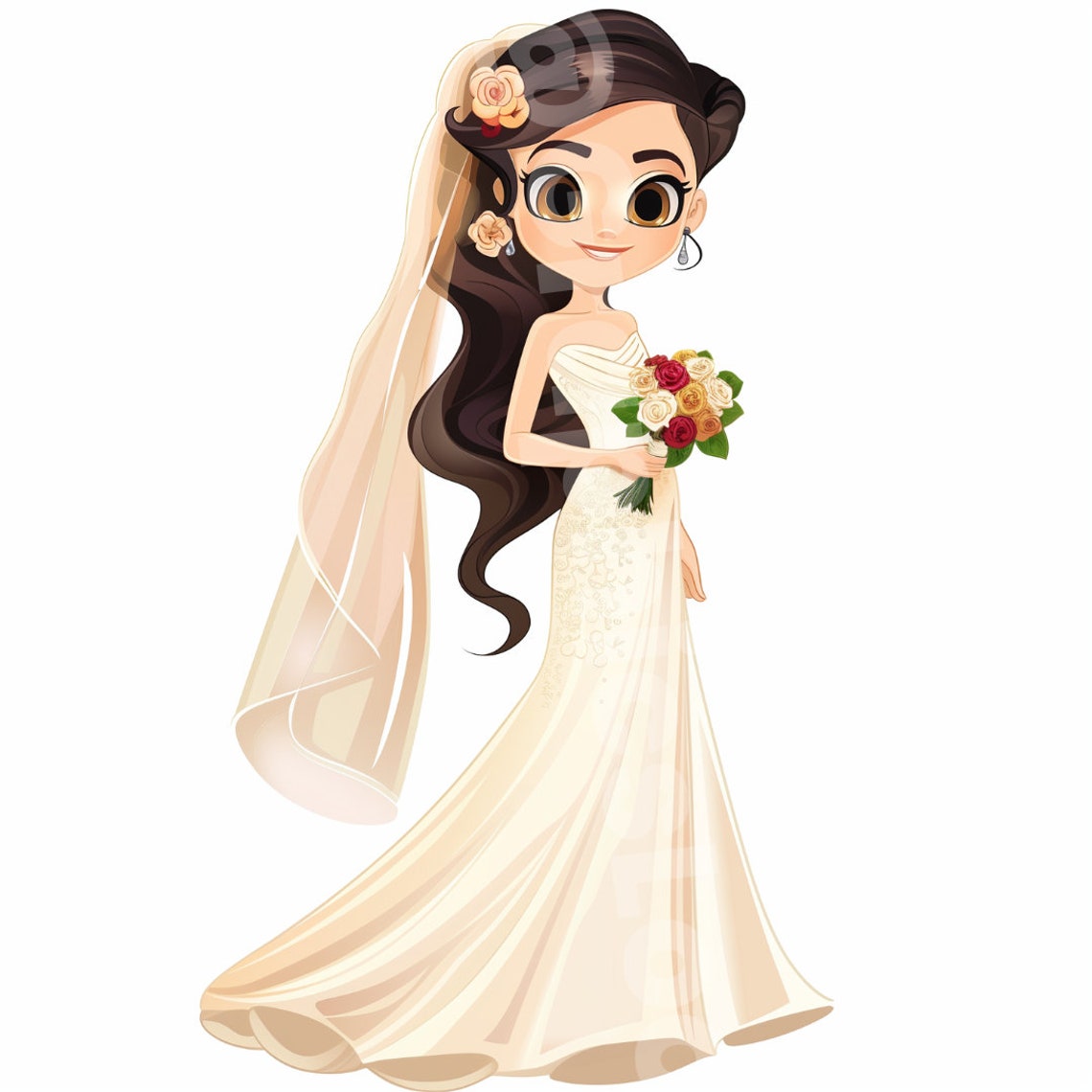 Beautiful Bride Clipart Bundle 10 Unique PNG Illustrations for Wedding ...