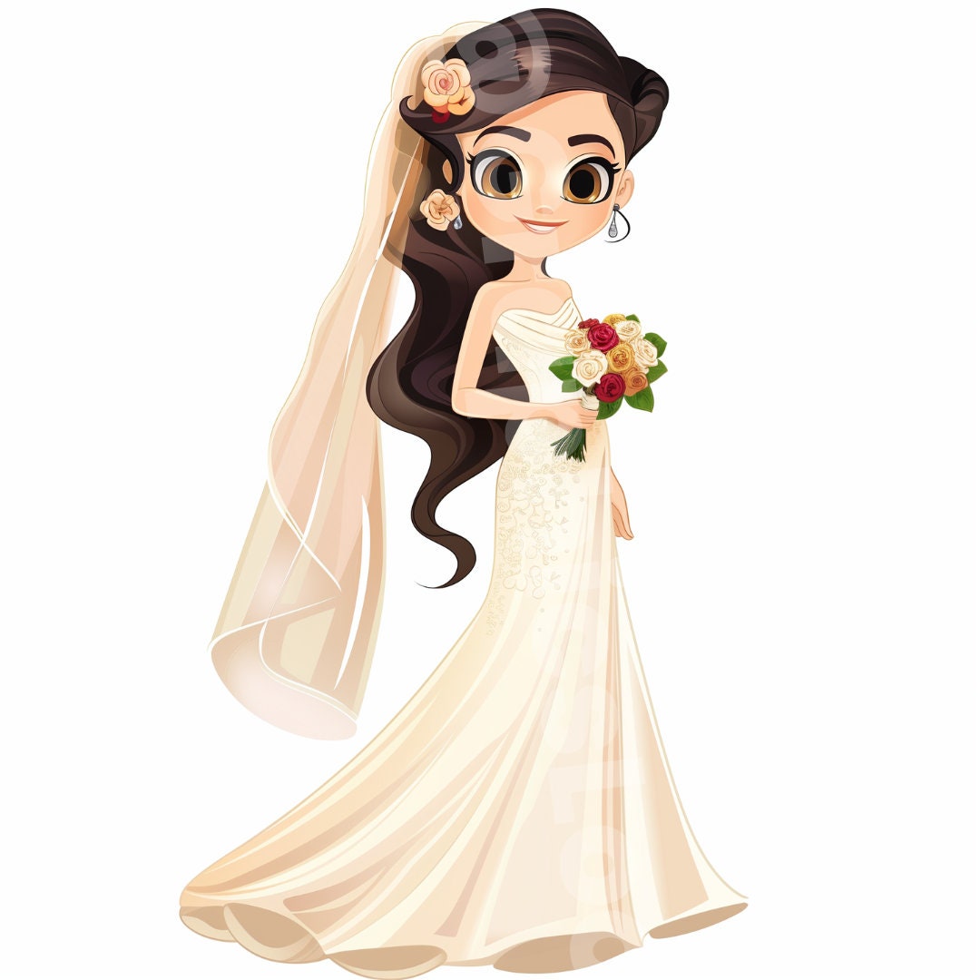 Beautiful Bride Clipart Bundle 10 Unique PNG Illustrations for Wedding ...