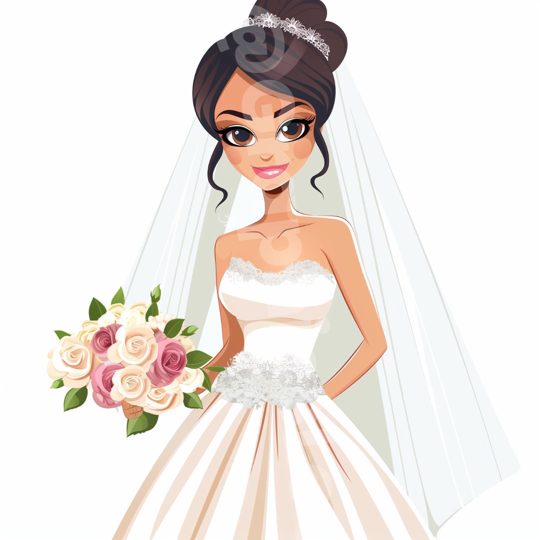 Beautiful Bride Clipart Bundle - 10 Unique PNG Illustrations for ...