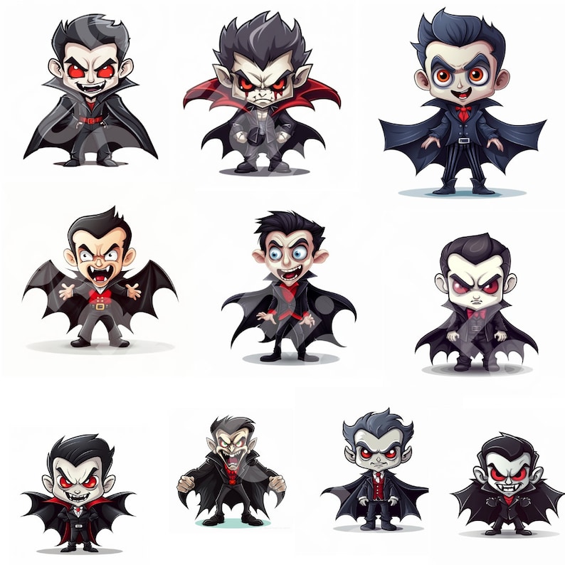 10 Scary Halloween Vampires Cartoons PNG Pack – Fun Digital Art/clipart ...
