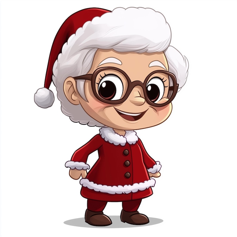 7 Lovely Cartoon Mrs Claus' Christmas PNG Pack – Fun Digital Art ...