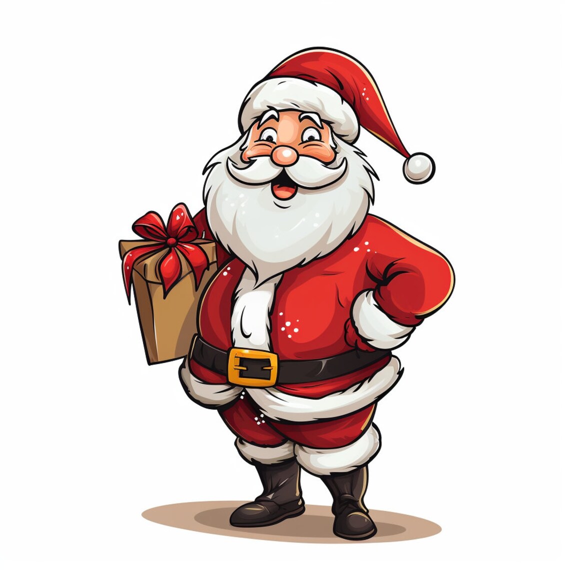 5 Happy Cartoon Santa Claus Christmas PNG Pack – Fun Digital Art ...