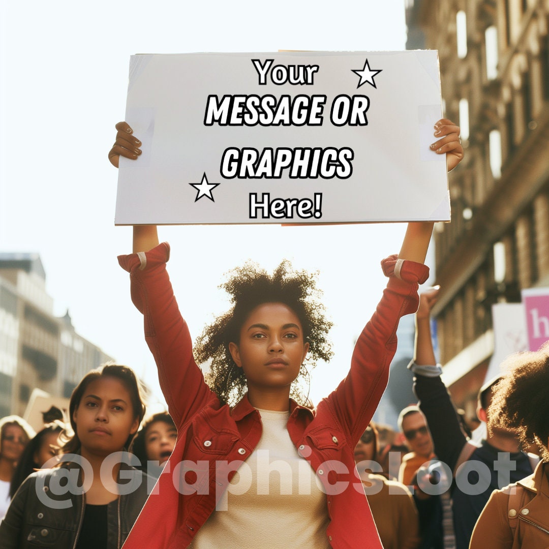 Activist Protest Sign Digital Mockup - Customizable Demonstration ...