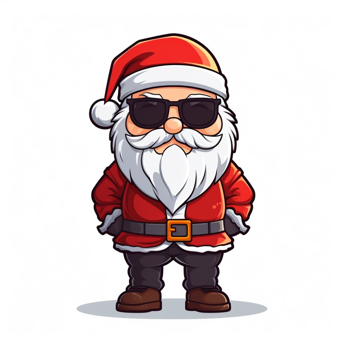 6 Cool Cartoon Santa Claus' Christmas PNG Pack – Fun Digital Art ...