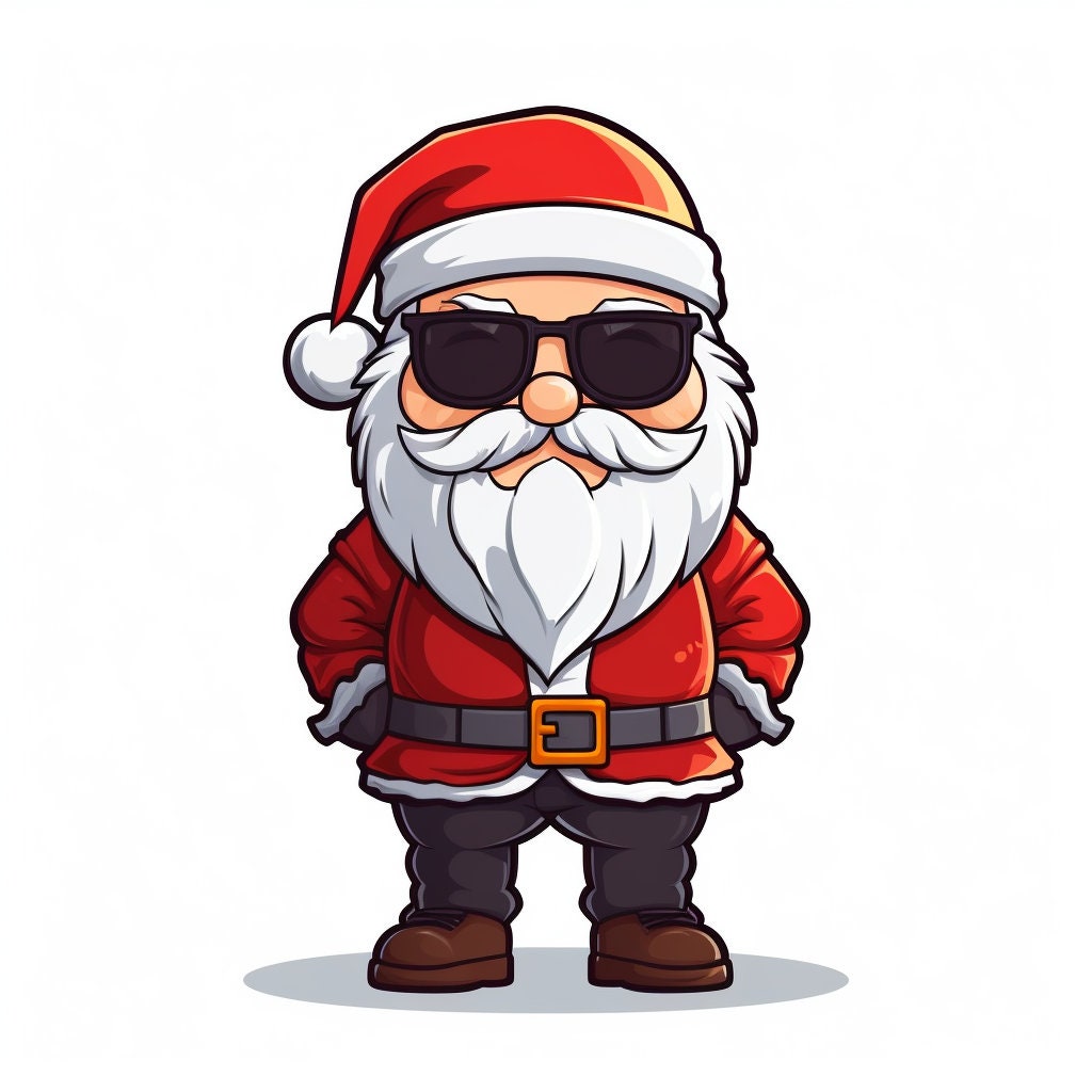 6 Cool Cartoon Santa Claus' Christmas PNG Pack – Fun Digital Art ...