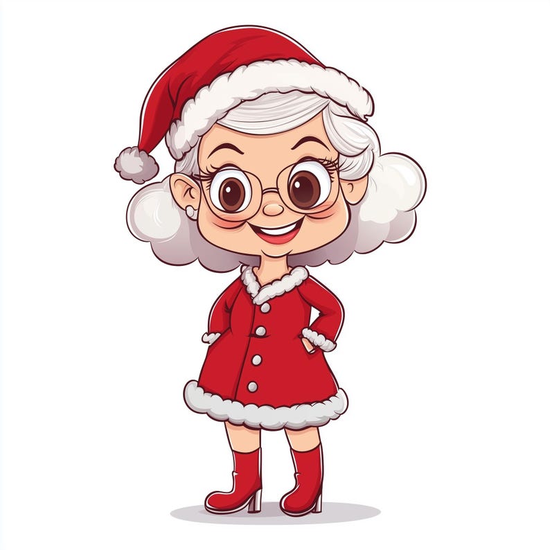Mrs. Claus Cartoon PNG Pack – 7 Christmas Clipart Designs (digital ...