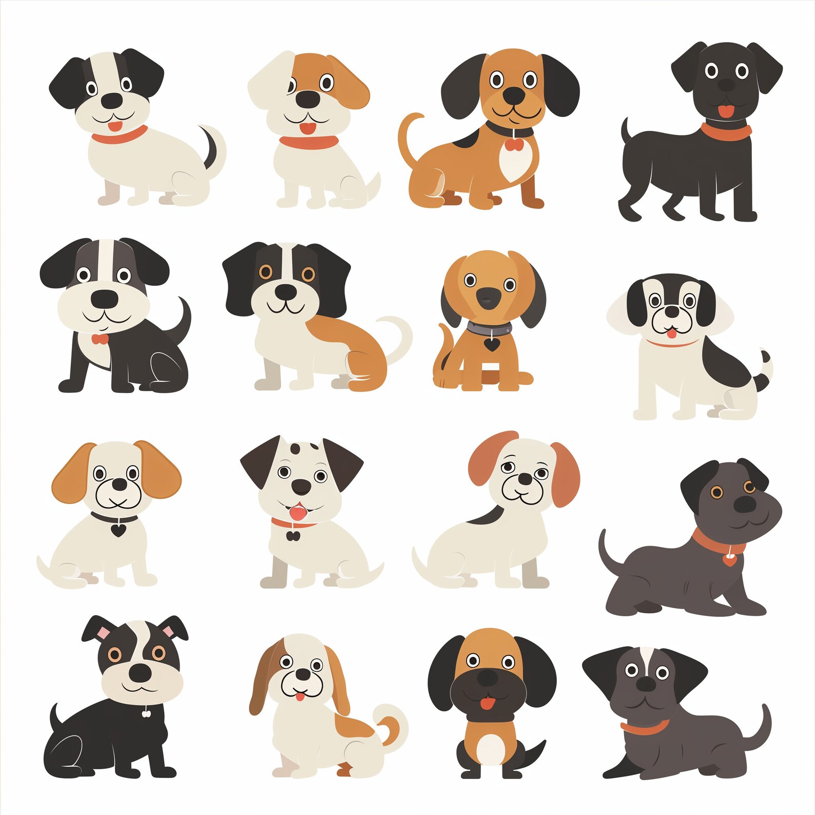 Whimsical Pup Parade: 40 Printable & Digital Cartoon Dog Icons for ...