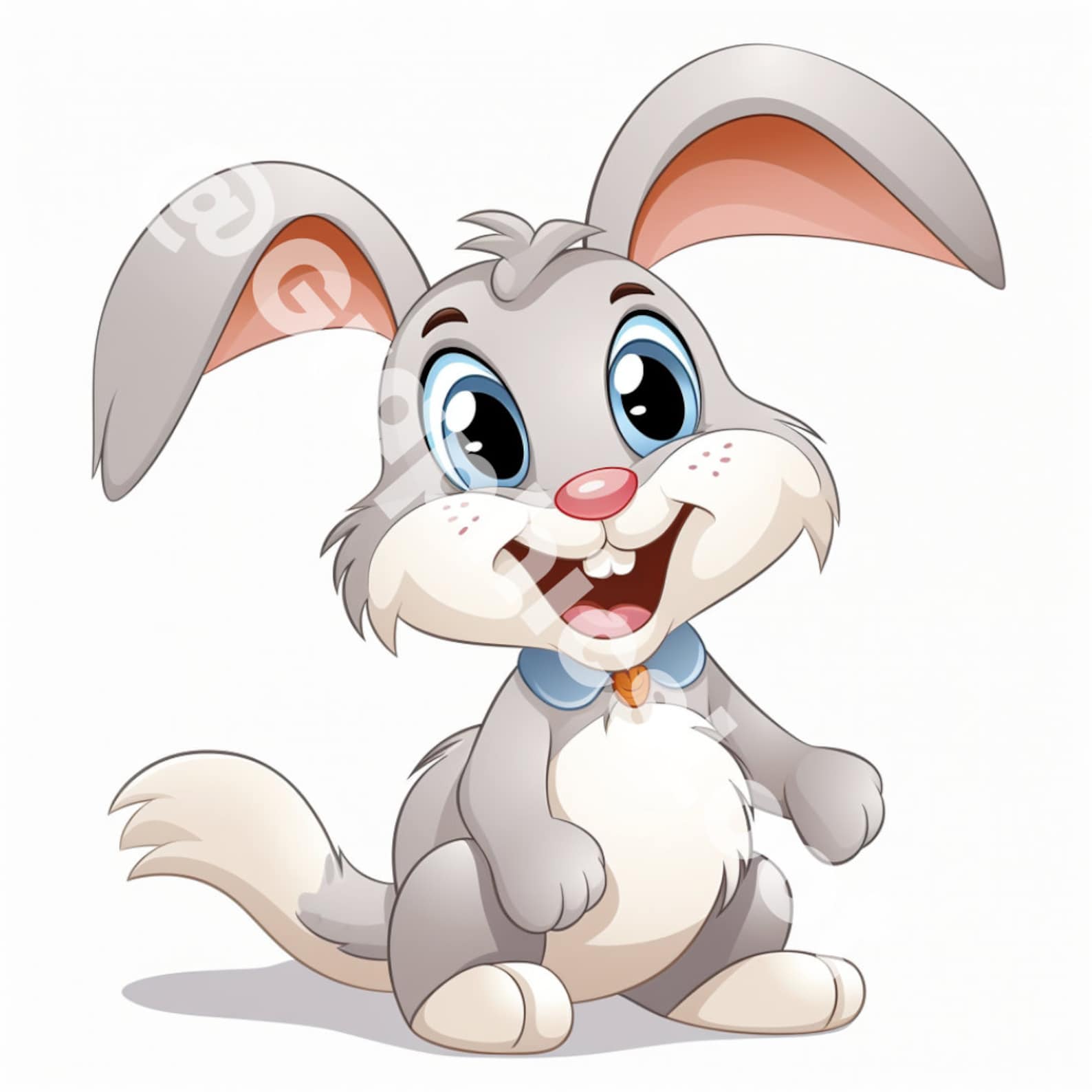 5 Happy Cartoon Rabbits PNG Pack – Easter Rabbit Fun Digital Art ...