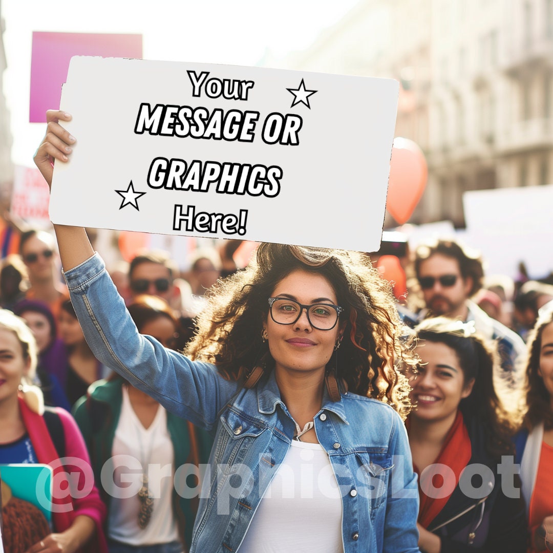 Activist Protest Sign Digital Mockup - Customizable Demonstration ...
