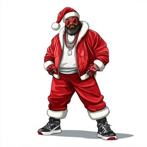5 Cool Cartoon Hip Hop Santa Claus' Christmas PNG Pack – Fun Digital ...