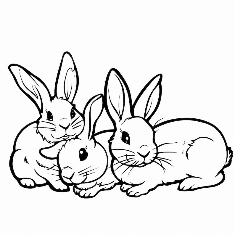 Cute Bunny Rabbit Coloring Pages - 20 Cute Bunny Rabbits for Easter ...