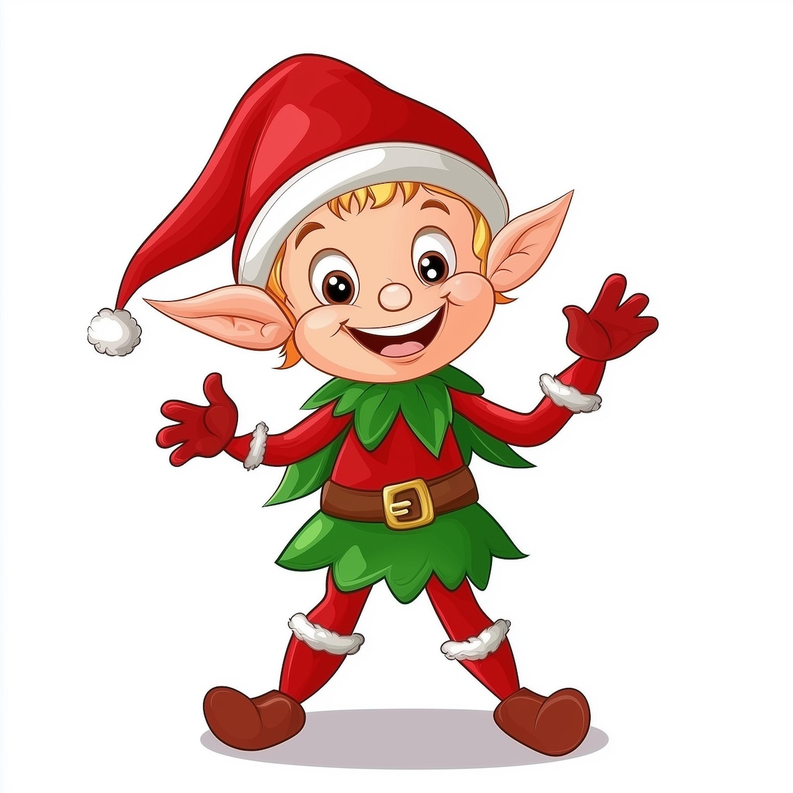 6 Happy Cartoon Santa Elves Christmas PNG Pack – Fun Digital Art ...