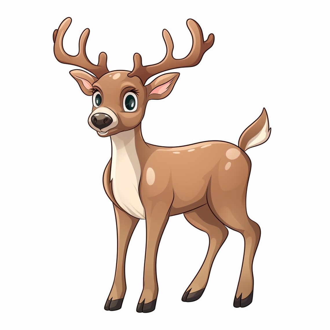 Cute Cartoon Reindeer Clipart – Christmas PNG Pack, Commercial Use - Etsy