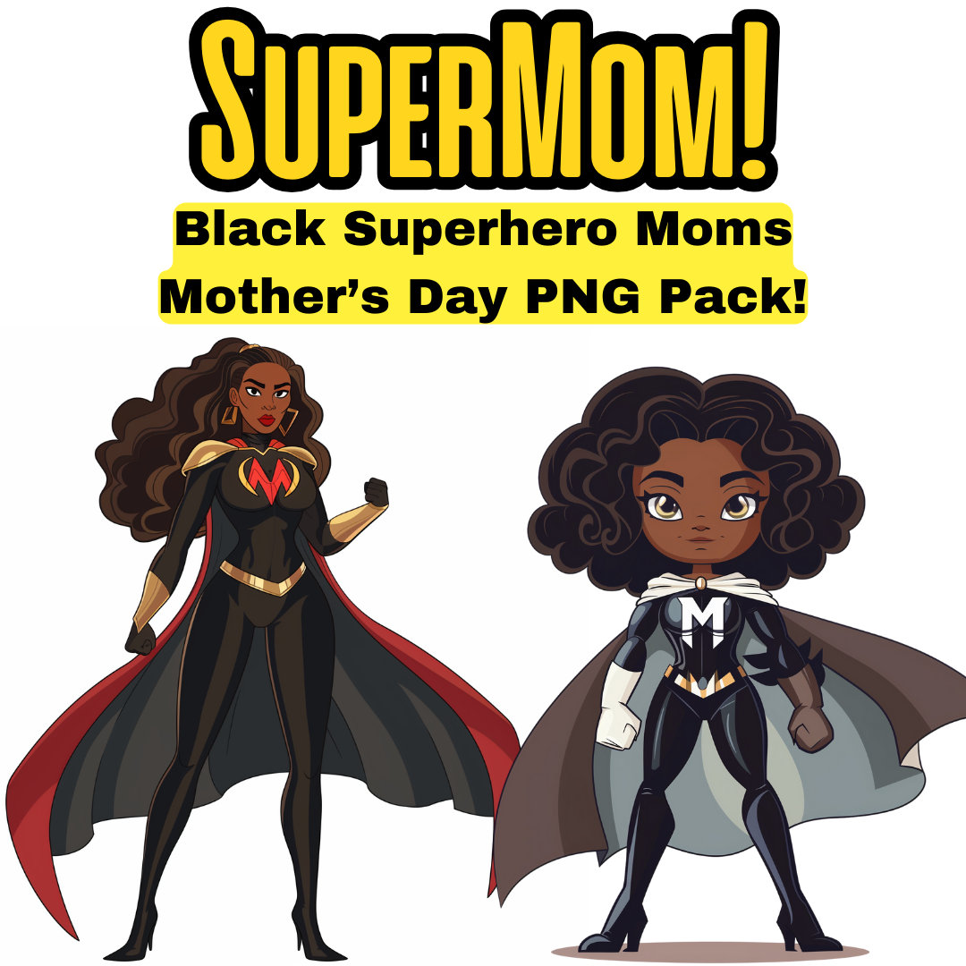 Mother's Day Black Supermom Graphics Pack - 10 Versatile Black ...