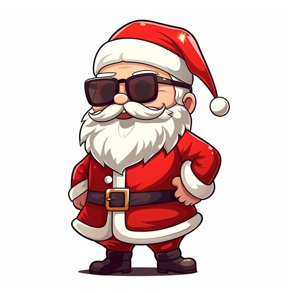 6 Cool Cartoon Santa Claus' Christmas PNG Pack – Fun Digital Art ...