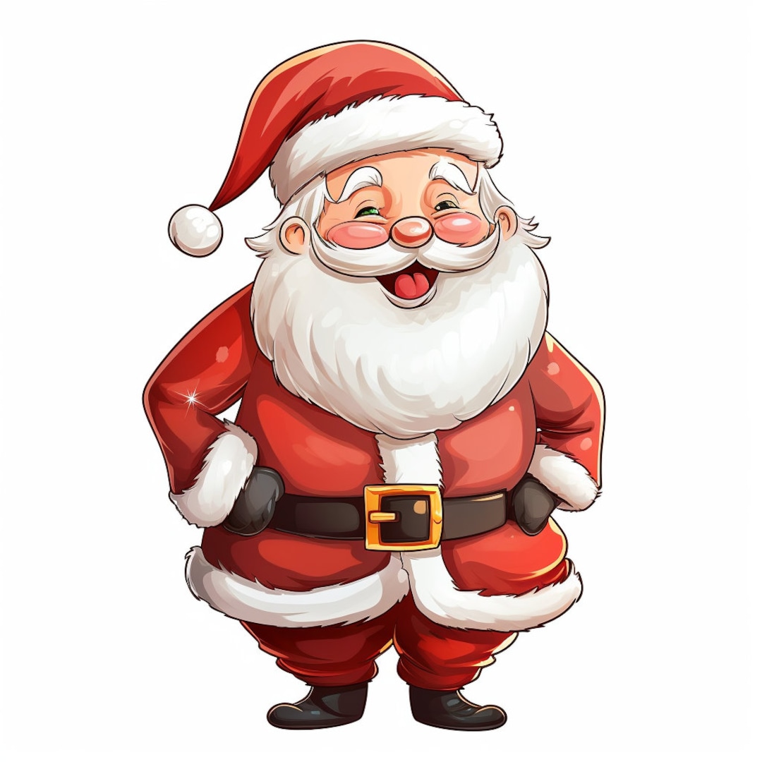 5 Happy Cartoon Santa Claus Christmas PNG Pack – Fun Digital Art ...