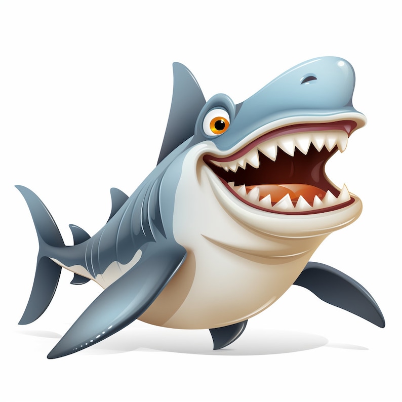 5 Happy Cartoon Sharks PNG Pack Fun Digital Art/clipart for Personal ...