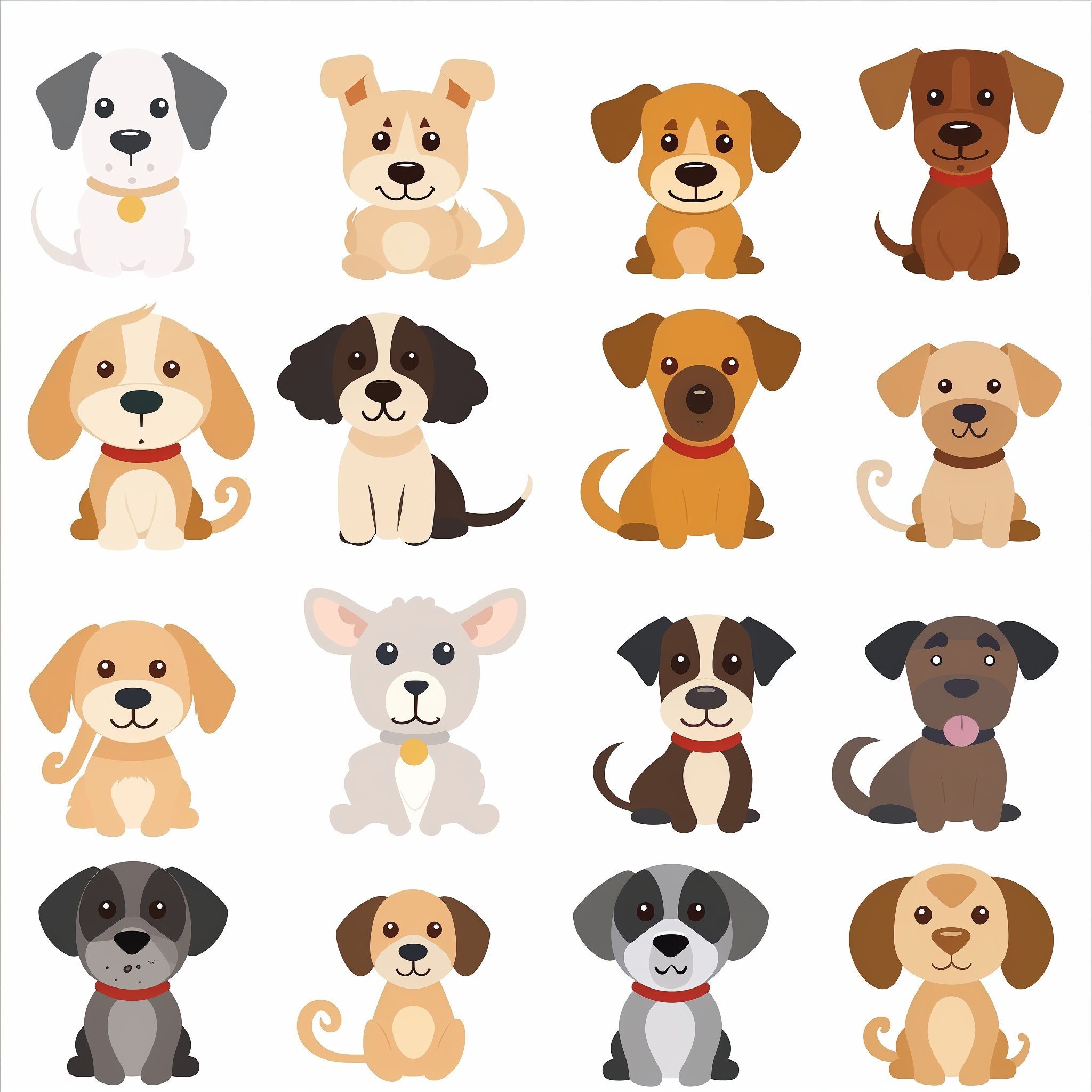 Whimsical Pup Parade: 40 Printable & Digital Cartoon Dog Icons for ...