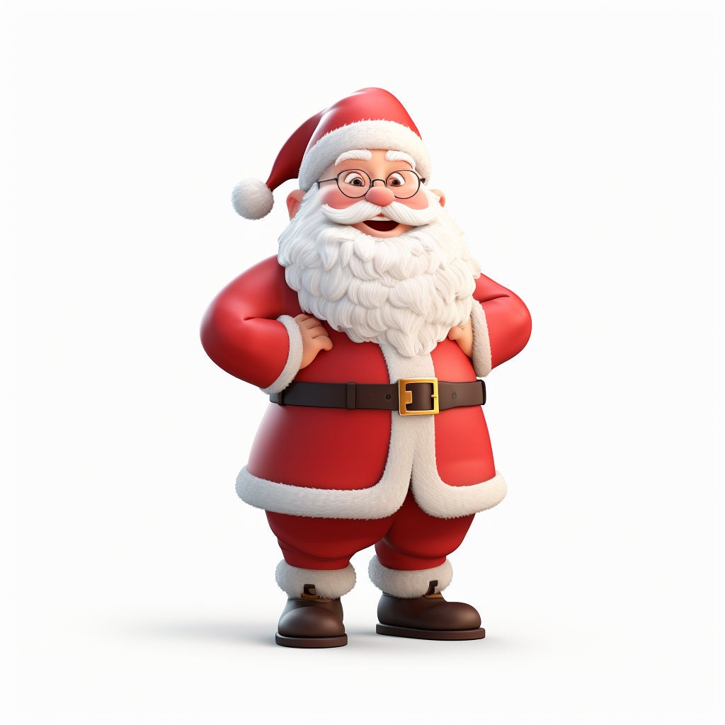 6 Pixar Style Santa Claus' Christmas PNG Pack Fun Digital Art/clipart ...