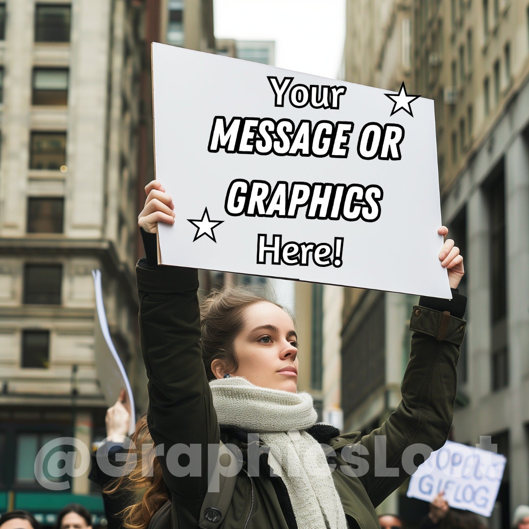Activist Protest Sign Digital Mockup - Customizable Demonstration ...