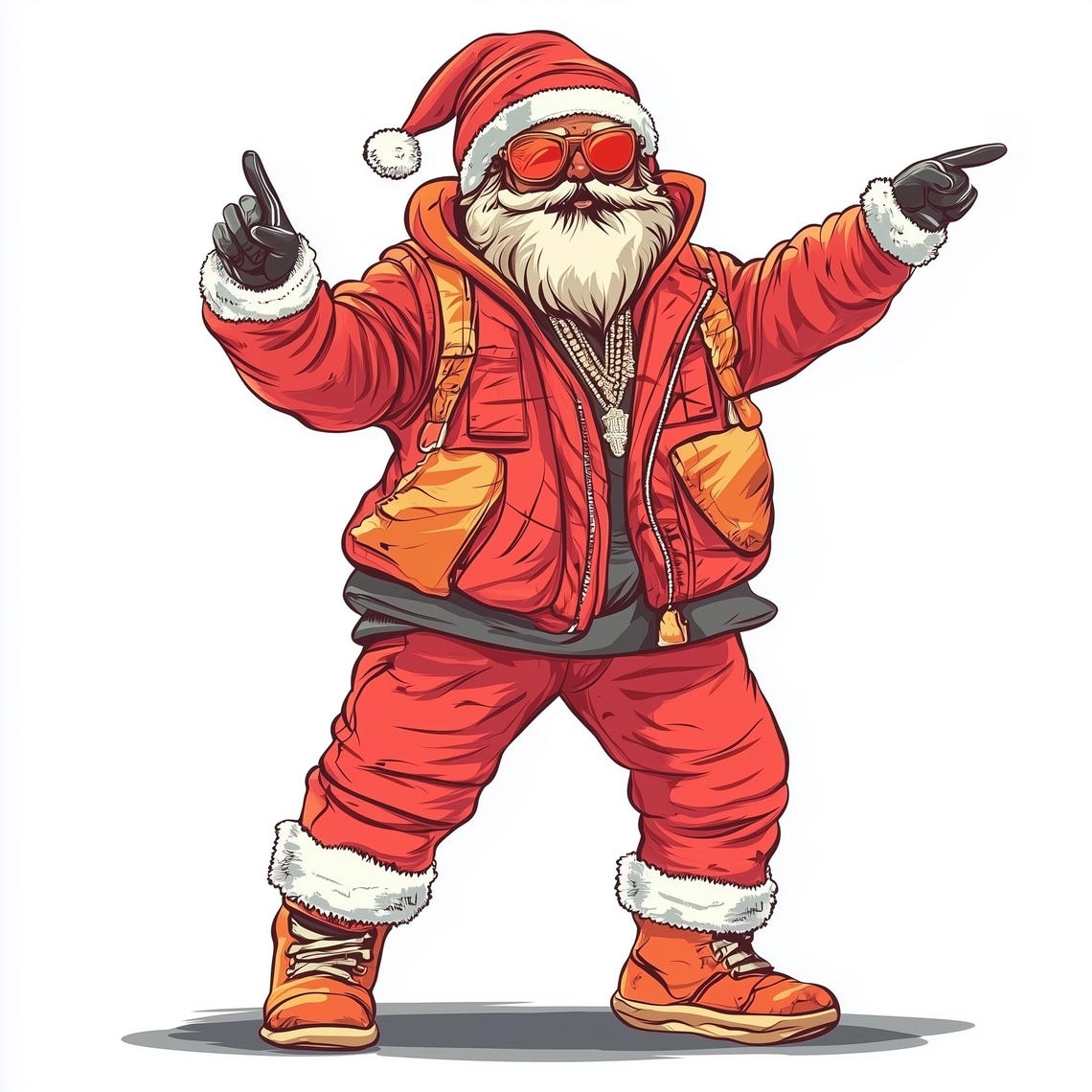5 Cool Cartoon Hip Hop Santa Claus' Christmas PNG Pack – Fun Digital ...