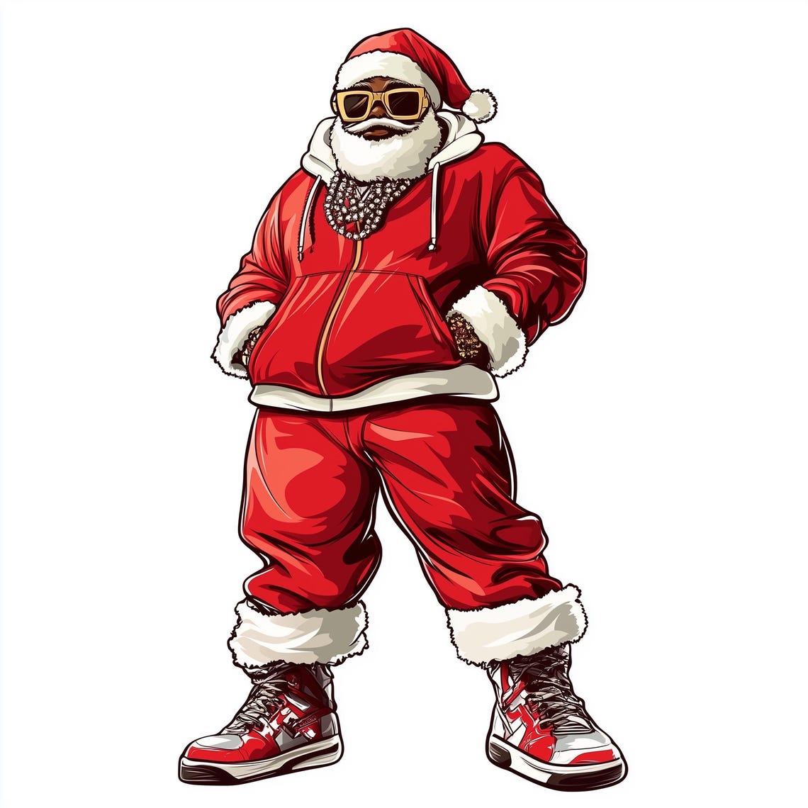 5 Cool Cartoon Hip Hop Santa Claus' Christmas PNG Pack – Fun Digital ...