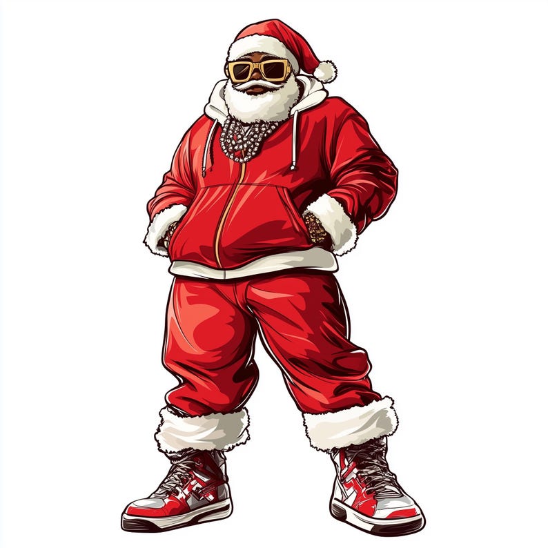 5 Cool Cartoon Hip Hop Santa Claus' Christmas PNG Pack – Fun Digital ...