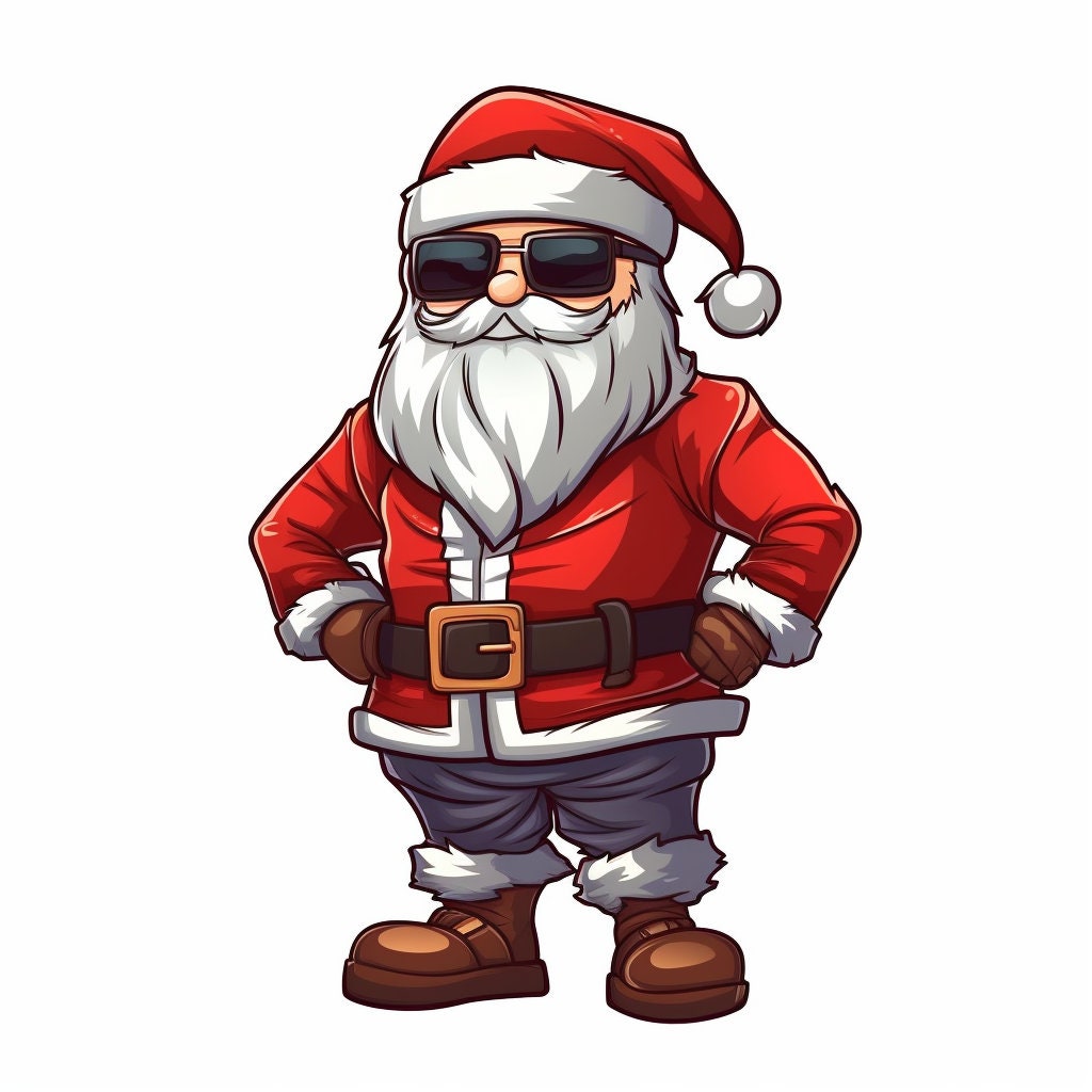 6 Cool Cartoon Santa Claus' Christmas PNG Pack – Fun Digital Art ...