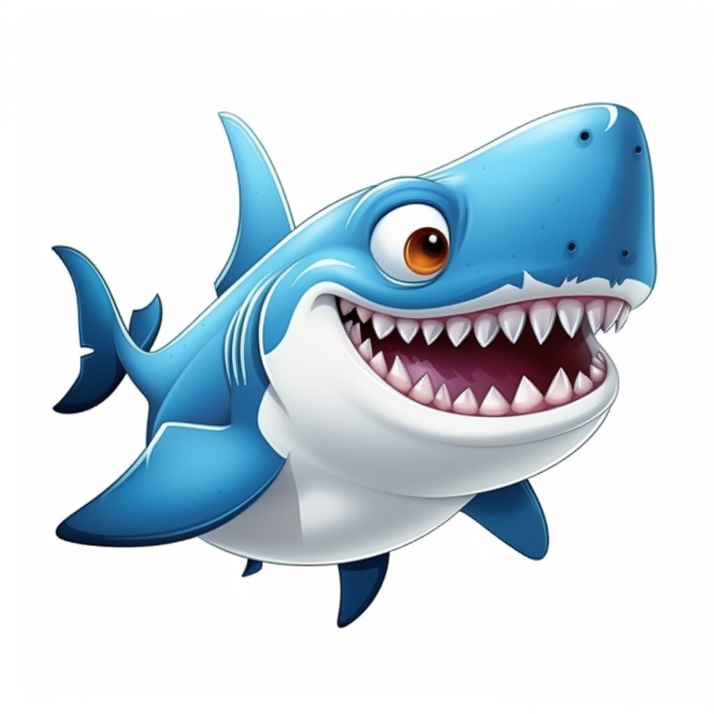 5 Happy Cartoon Sharks PNG Pack Fun Digital Art/clipart for - Etsy