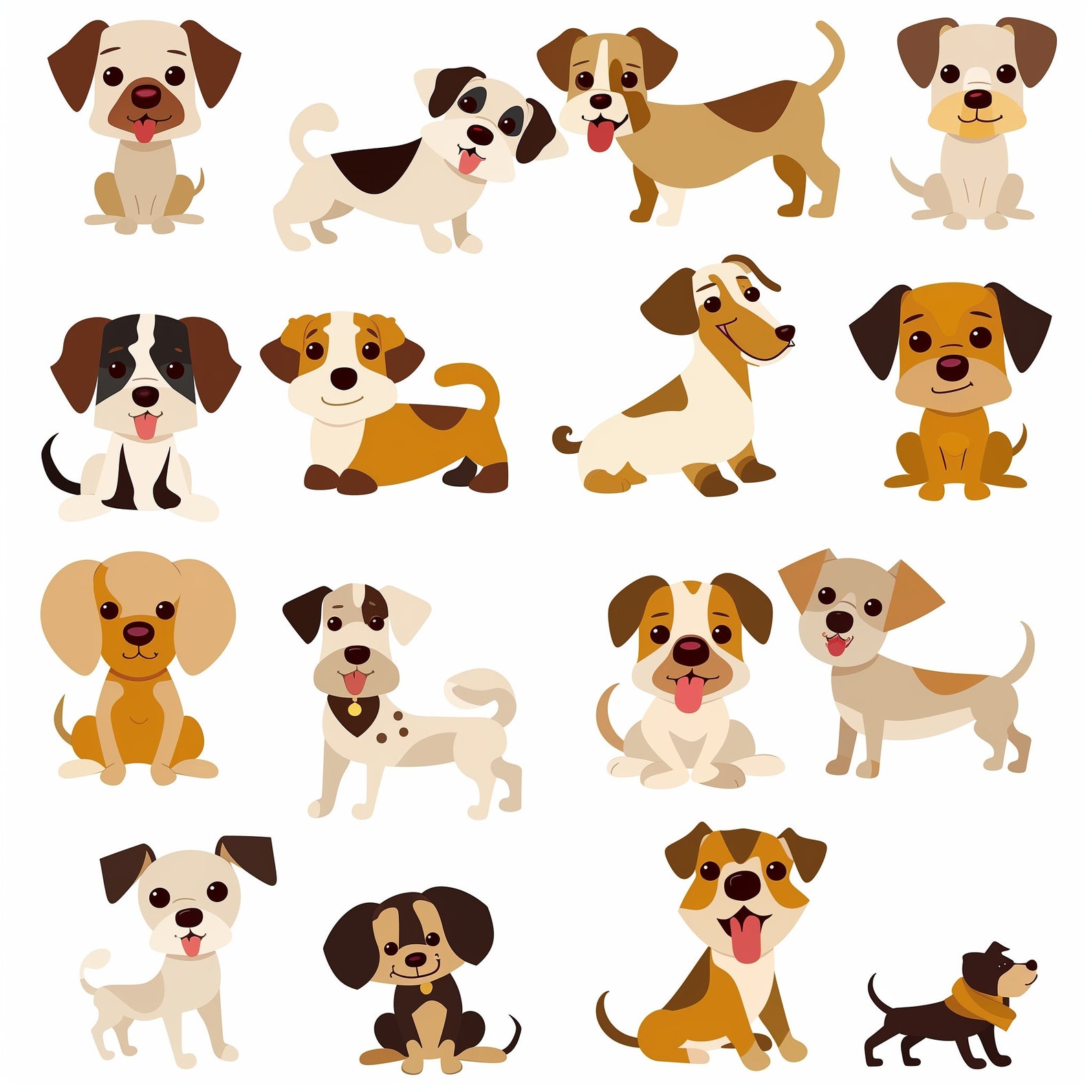 Whimsical Pup Parade: 40 Printable & Digital Cartoon Dog Icons for ...