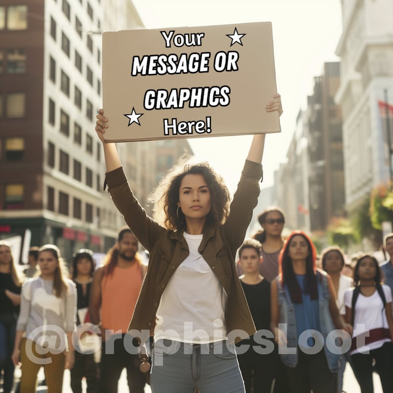 Activist Protest Sign Digital Mockup - Customizable Demonstration ...