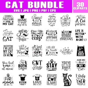 Lovely Cat Quotes Svg Bundles, Funny Cat Svg Bundles, Cat PNG Bundles ...