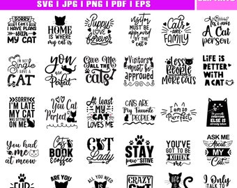 Cute Cat Quotes Svg Bundles, Funny Cat Svg Bundles,funny Cat Sayings ...