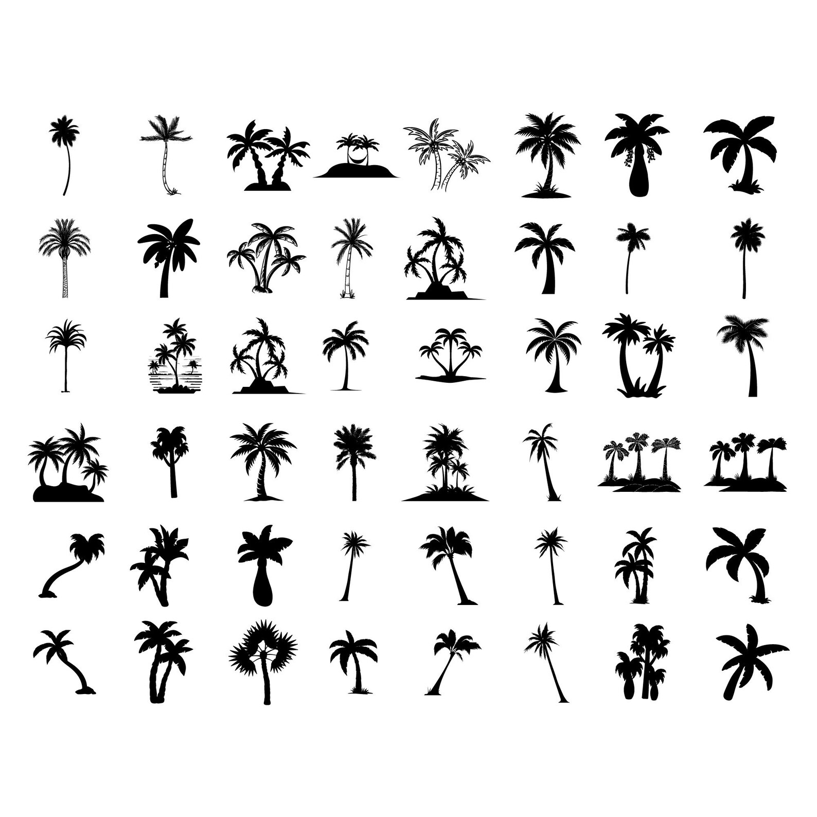 Cute Palm Tree Svg Bundle, Palm Tree Clipart, Tree Circuit of Palm ...