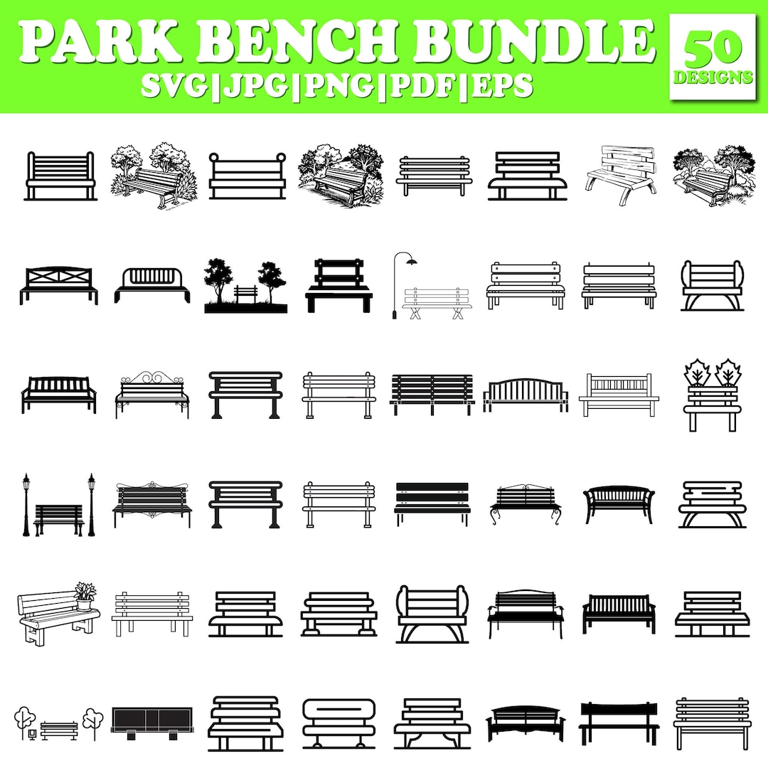 Garden Bench Svg Bundles, Bench Svg, Furniture Bench Svg, Bench Clipart, Bench PNG, Park Svg ...