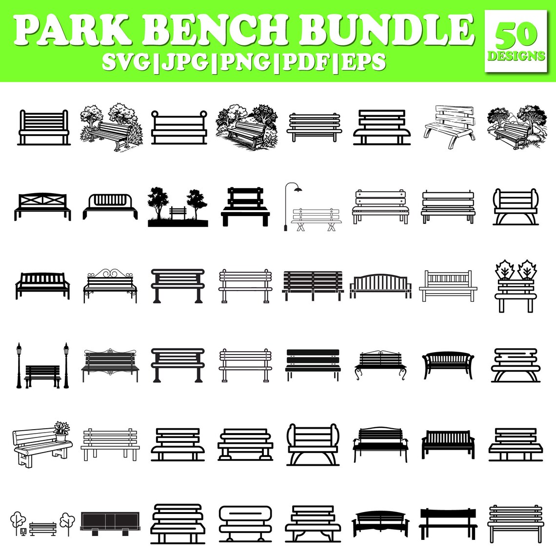 Garden Bench Svg Bundles, Bench Svg, Furniture Bench Svg, Bench Clipart ...