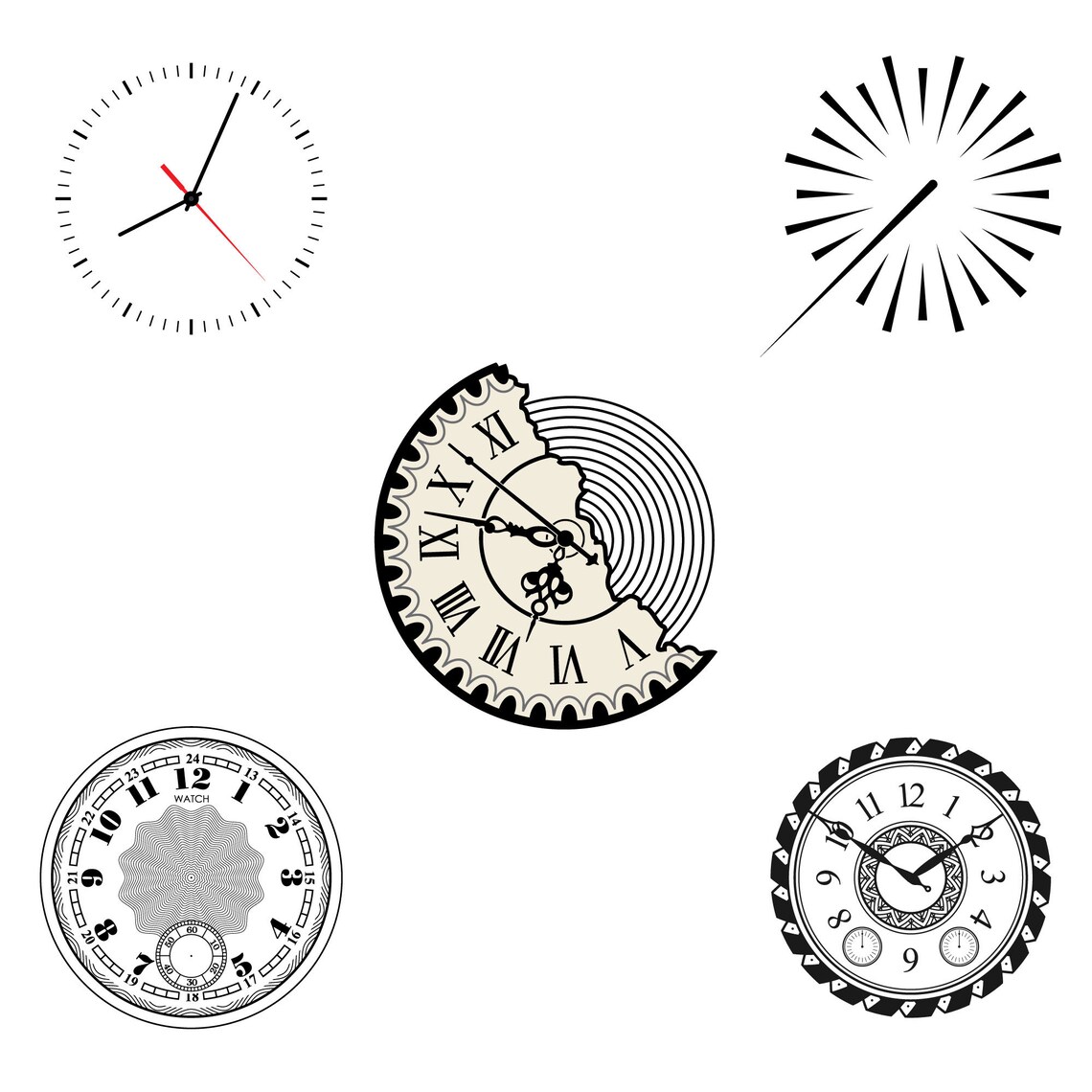 Wall Clock Face Svg Bundles, Clock Face PNG, Clock Face Svg Circuit for ...