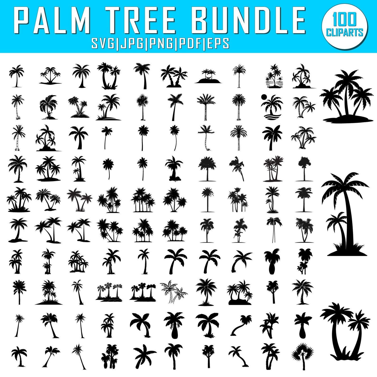 Cute Palm Tree Svg Bundle, Palm Tree Clipart, Tree Circuit of Palm, Palm Trees Svg, Palm Tree ...