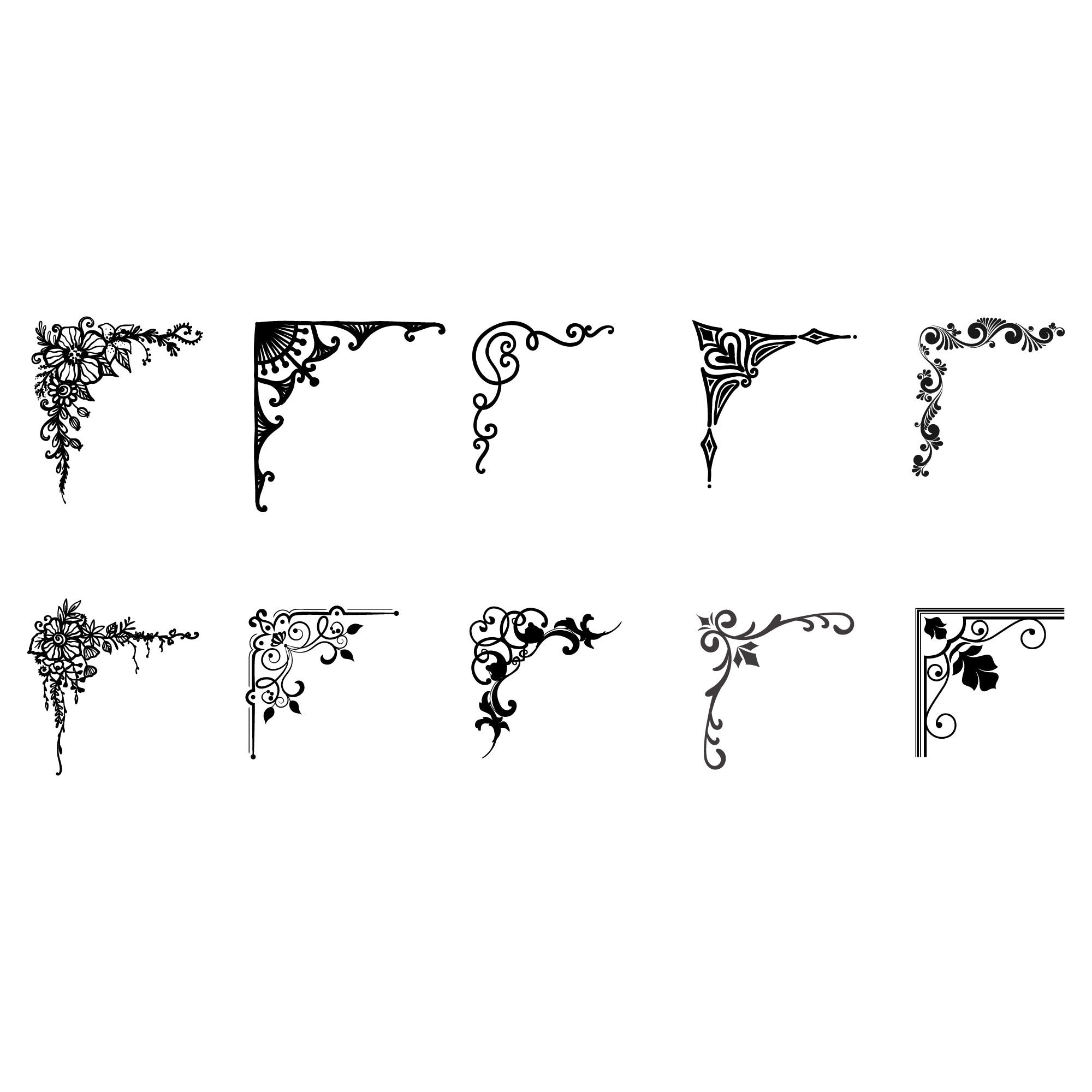 Book Corner Svg Bundles, Corner Svg, Floral Corner, Decorative Page ...