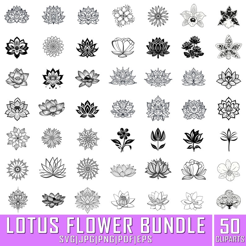 Lovely Lotus Flower Svg, Flower Svg Bundles, Lotus Flower Designs ...