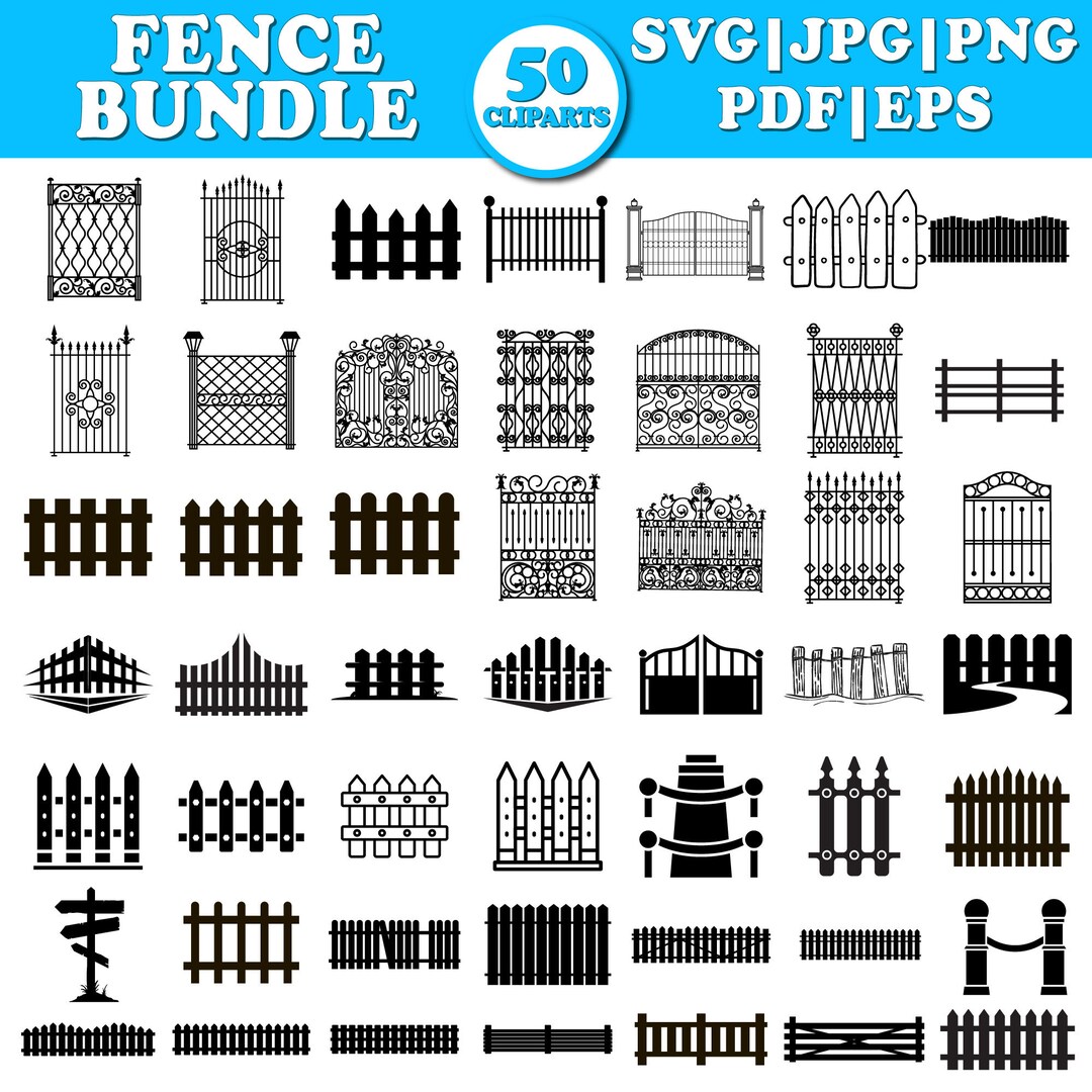 Fence Svg, Fence Clipart, Fence PNG, Picket Fence Svg, Wood Fence Svg ...